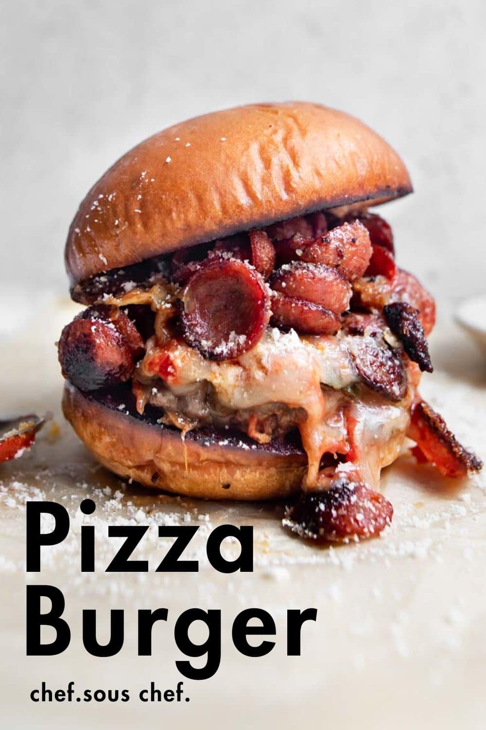 Pizza Burger with Pepperoni - Chef Sous Chef